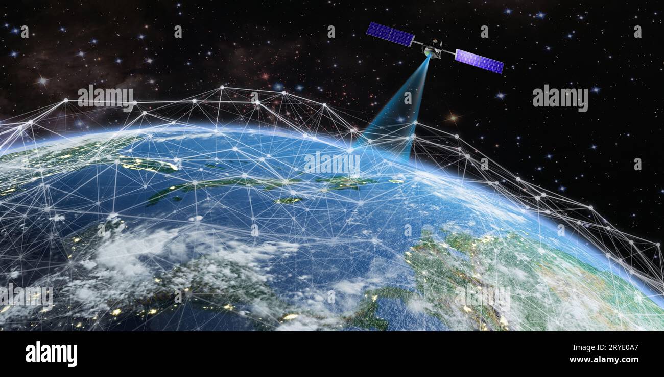 Satellite transmits a signal Stock Photo - Alamy