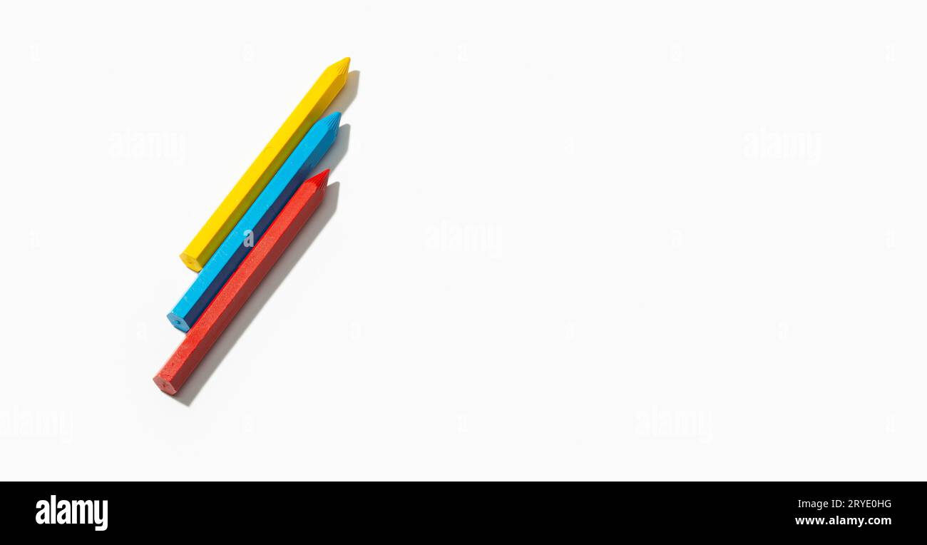 Colored crayons isolated on white background Stock Photo - Alamy