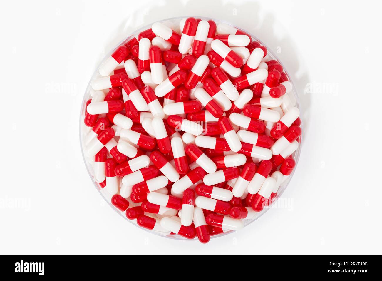 Group of Pill capsule in round container on white background Stock ...