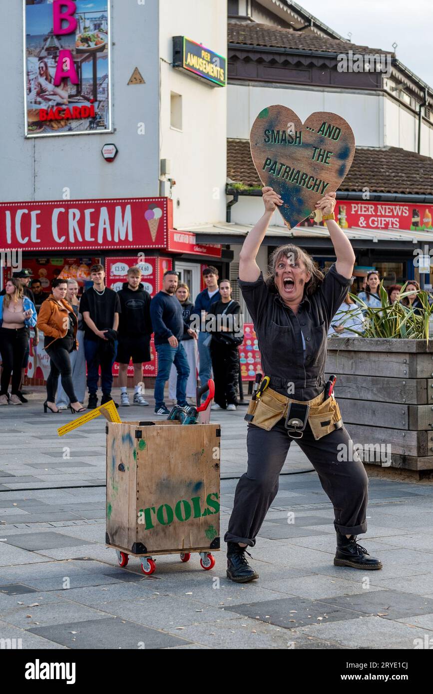 Bournemouth, Dorset, UK, 30th September 2023. Performance art group Eau ...