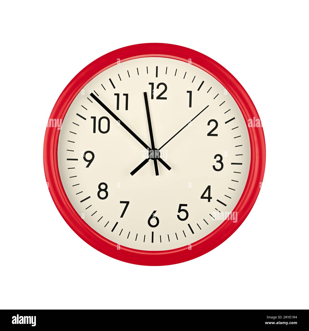 Red wall clock face isolated on white Stock Photo - Alamy