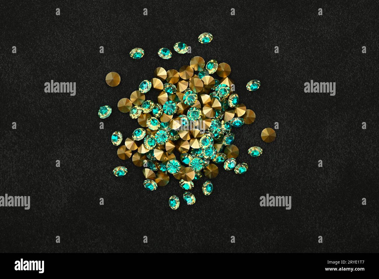 Heap of teal blue rhinestone crystals Stock Photo - Alamy