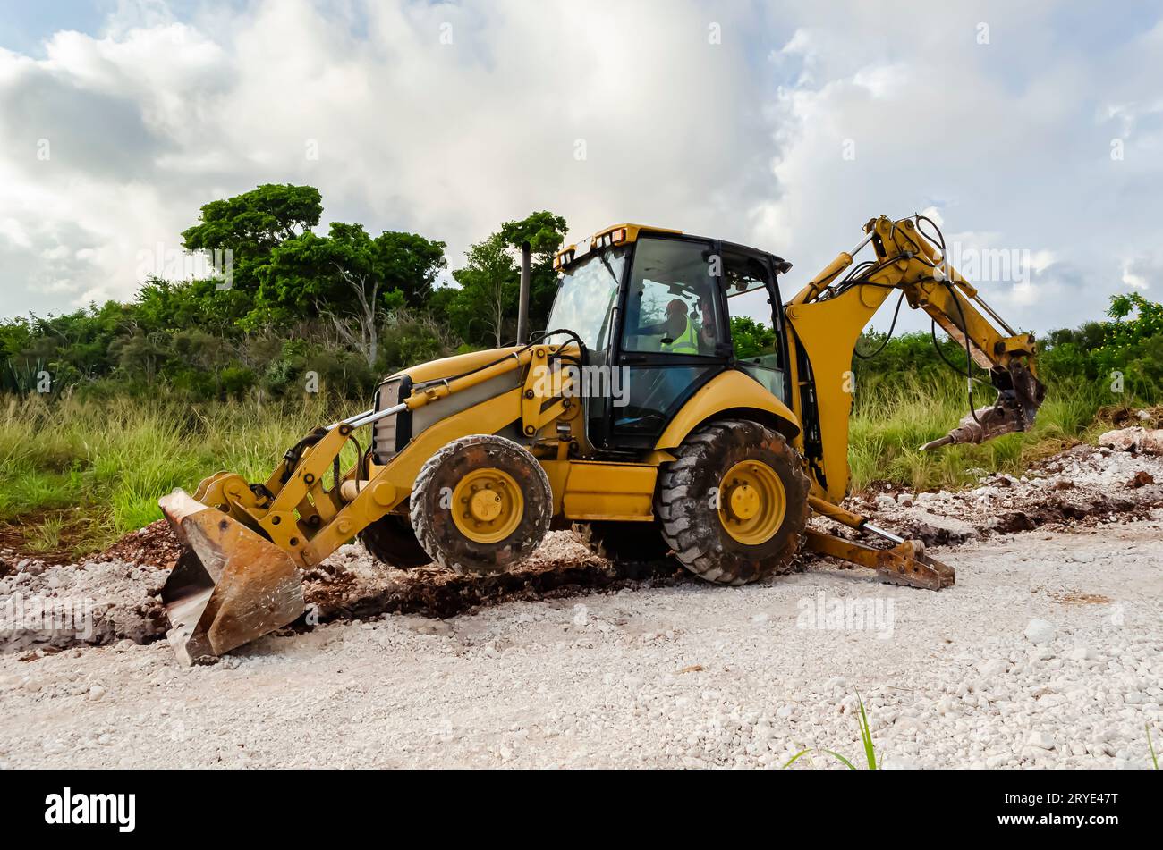 Anchoring The Tractor Before Breaking Stones Stock Photo - Alamy