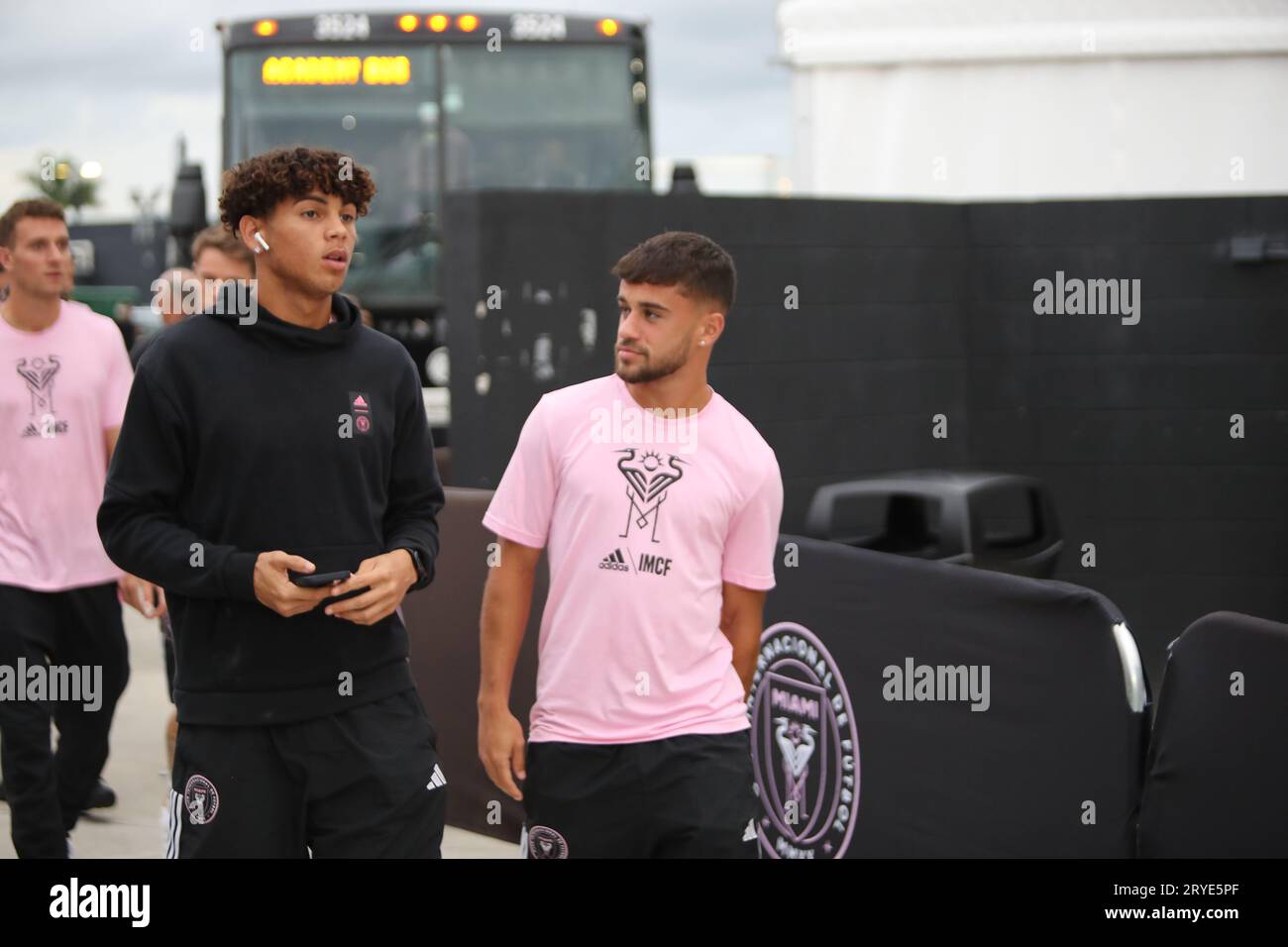 Midfielder David Ruiz and Edison Azcona arriving for Inter Miami CF v ...