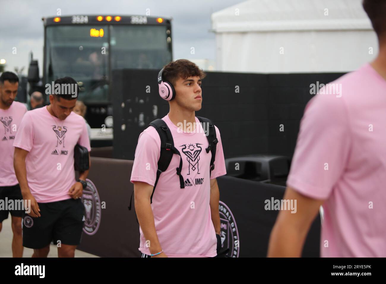 Defender Noah Allen arriving for Inter Miami CF v New York City FC, MLS ...