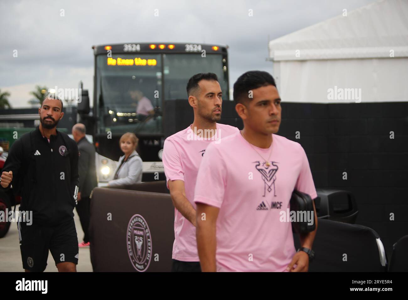Midfielder Sergei Busquets arriving for Inter Miami CF v New York City ...