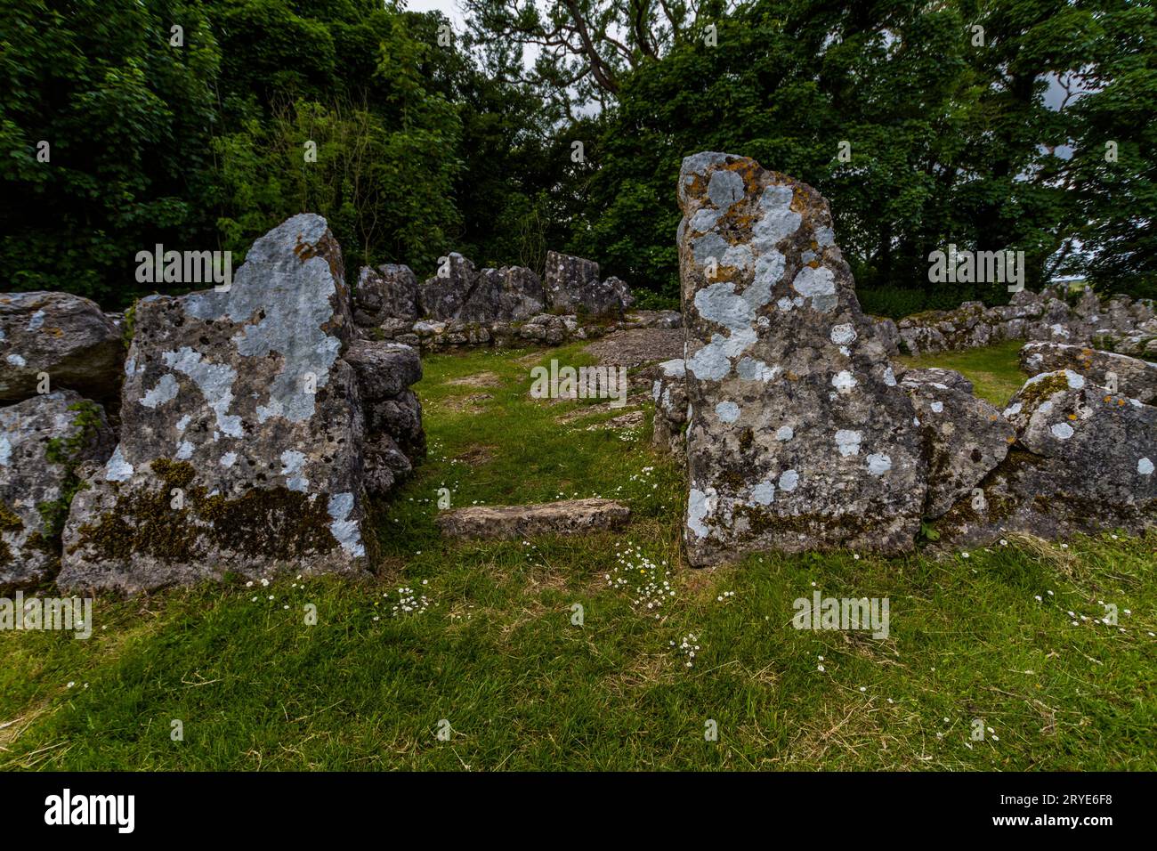 Stone entrance to hut circle in Remains of Din Lligwy, or Din Llugwy ...