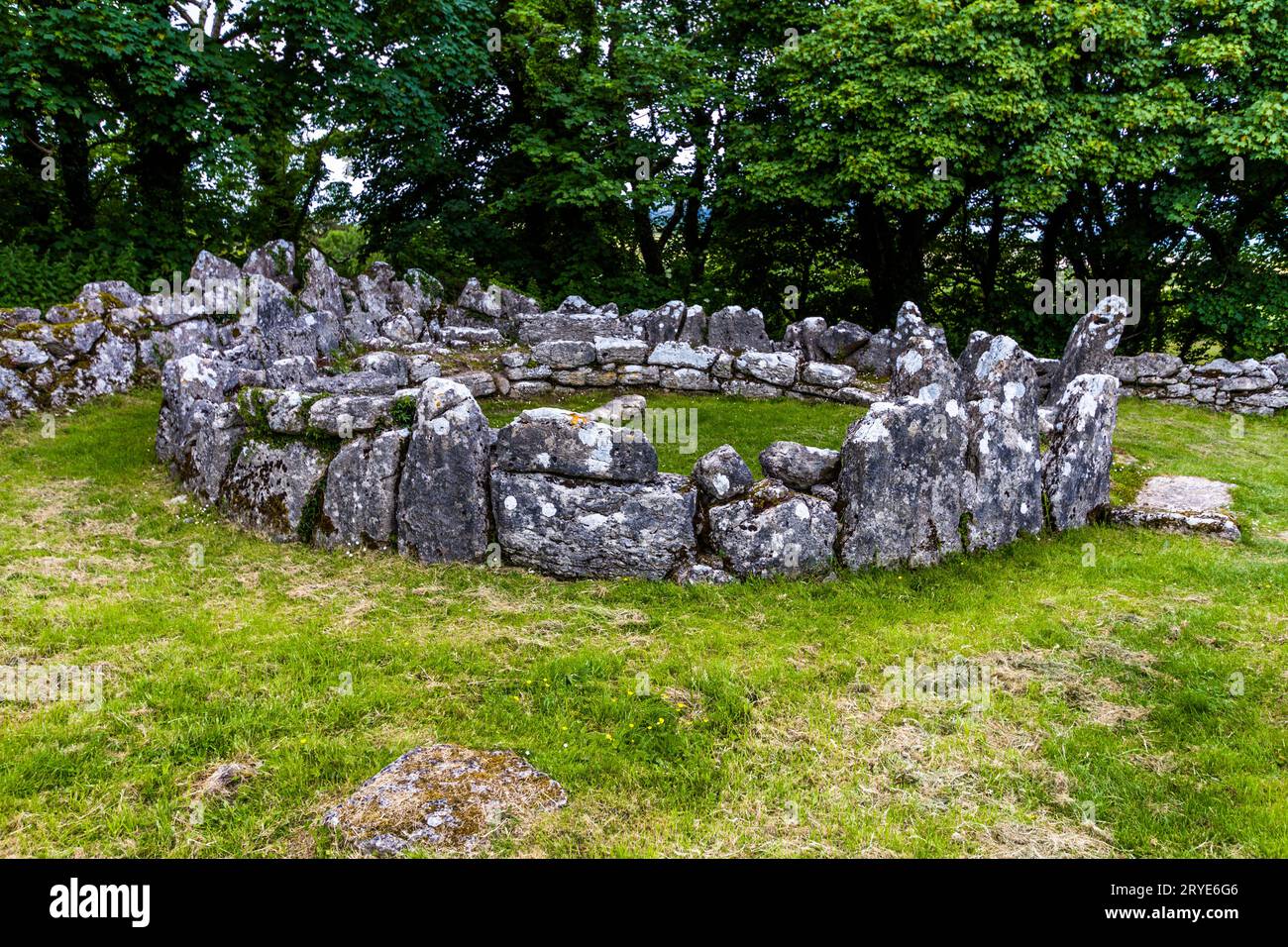 hut circle in Remains of Din Lligwy, or Din Llugwy ancient village ...