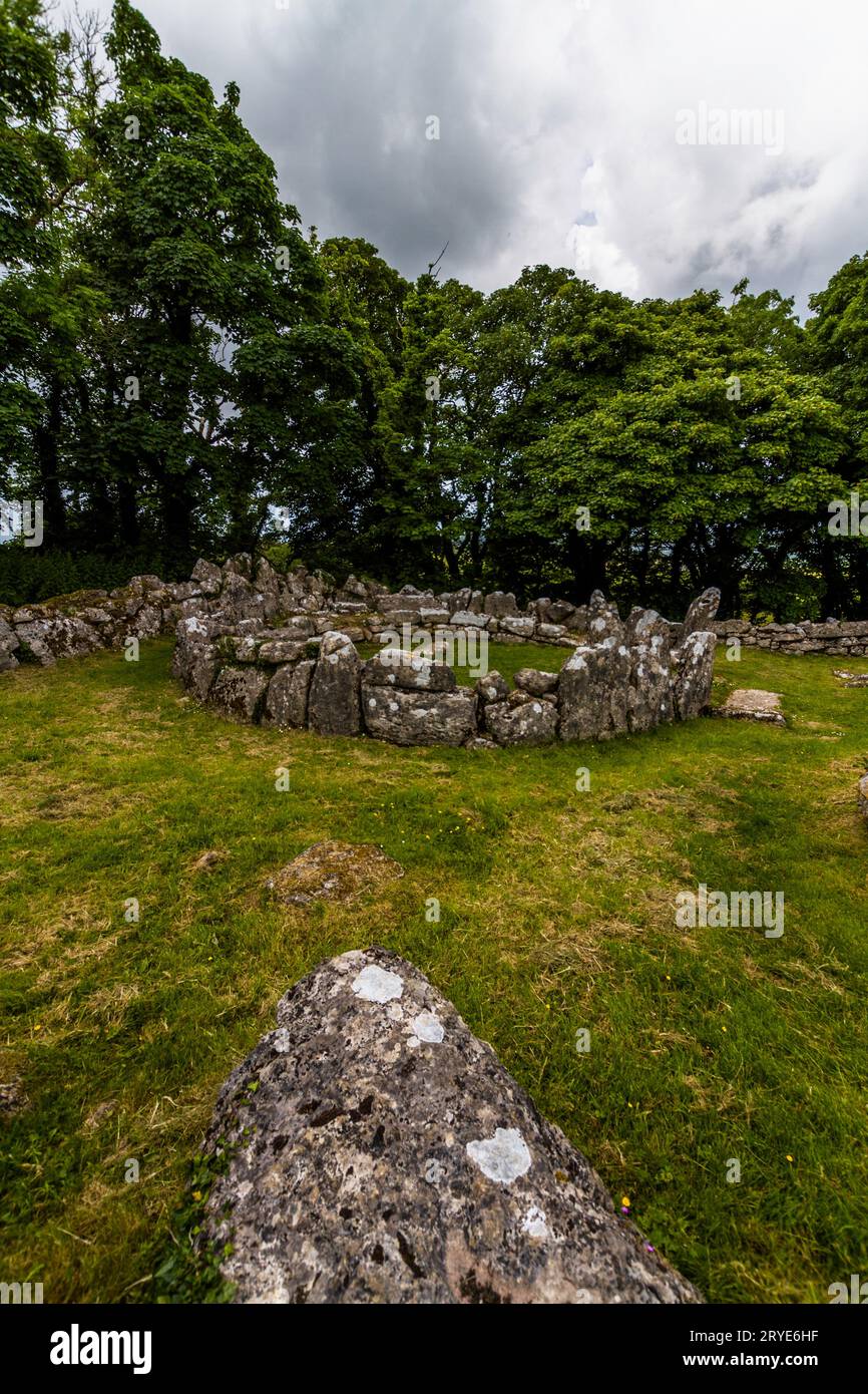 hut circle in Remains of Din Lligwy, or Din Llugwy ancient village ...
