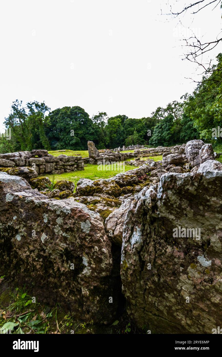 Stones at Remains of Din Lligwy, or Din Llugwy ancient village, Near ...