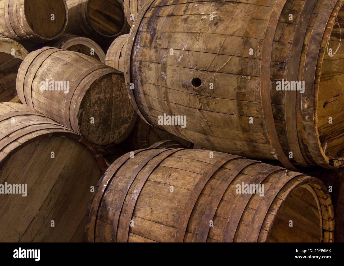 Wooden wine barrels Stock Photo - Alamy