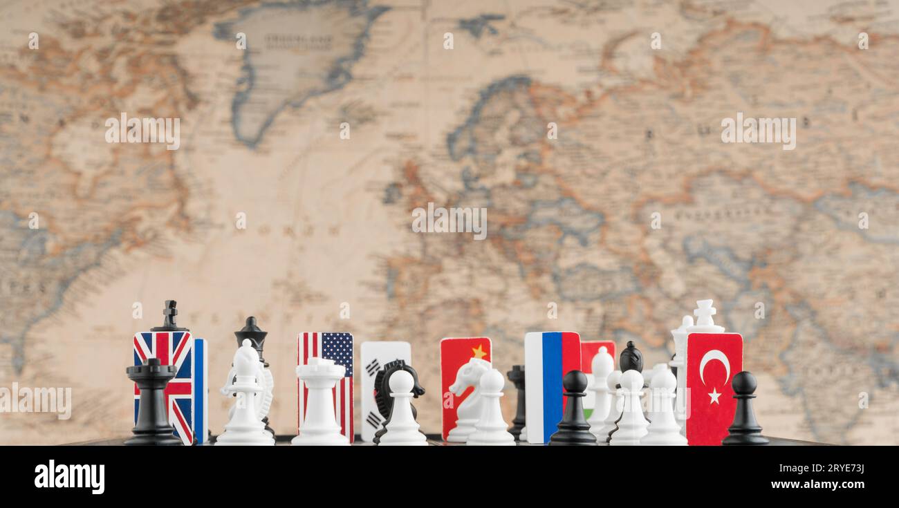 Chessboard with flags of countries Stock Photo - Alamy