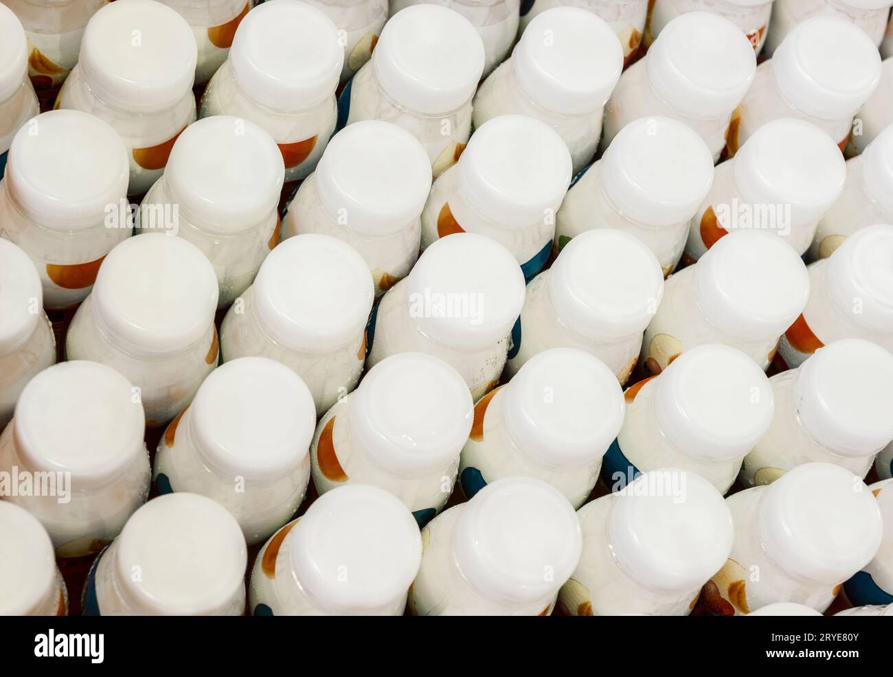 Yogurt lids, close-up Stock Photo - Alamy