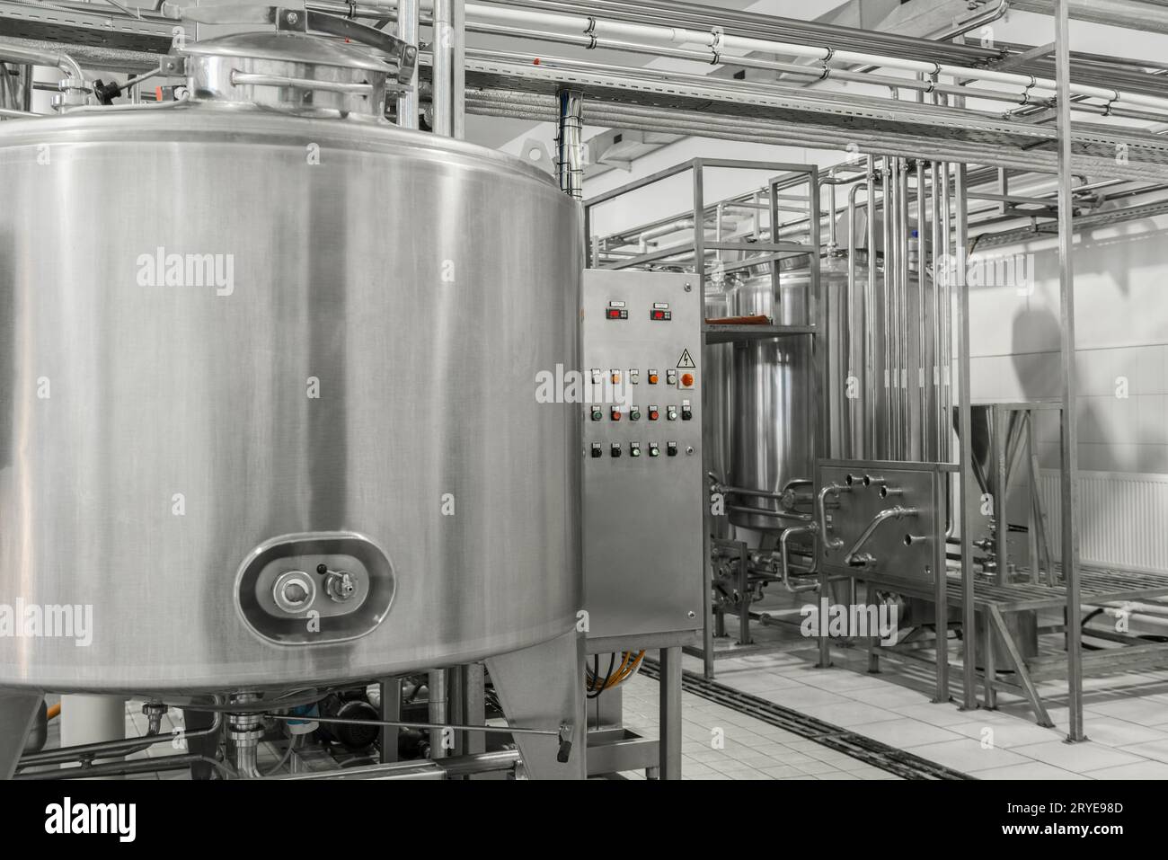 Equipment at the milk factory Stock Photo - Alamy