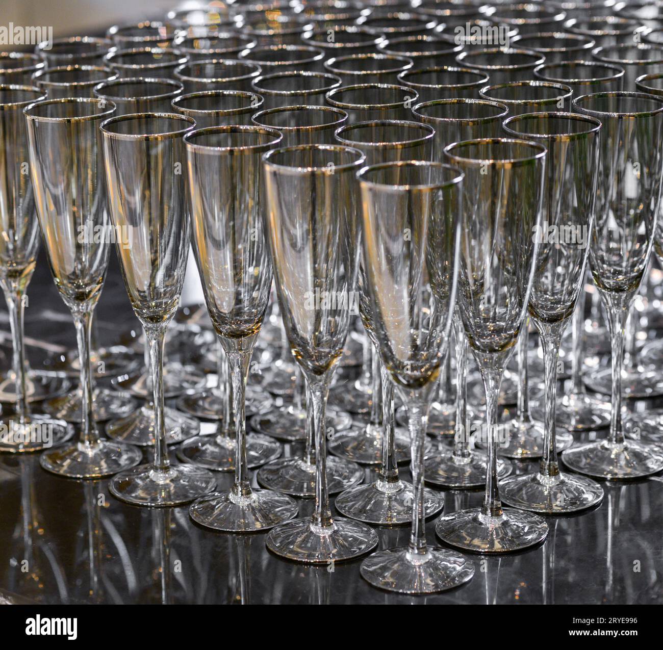 Empty wine glasses for champagne Stock Photo - Alamy