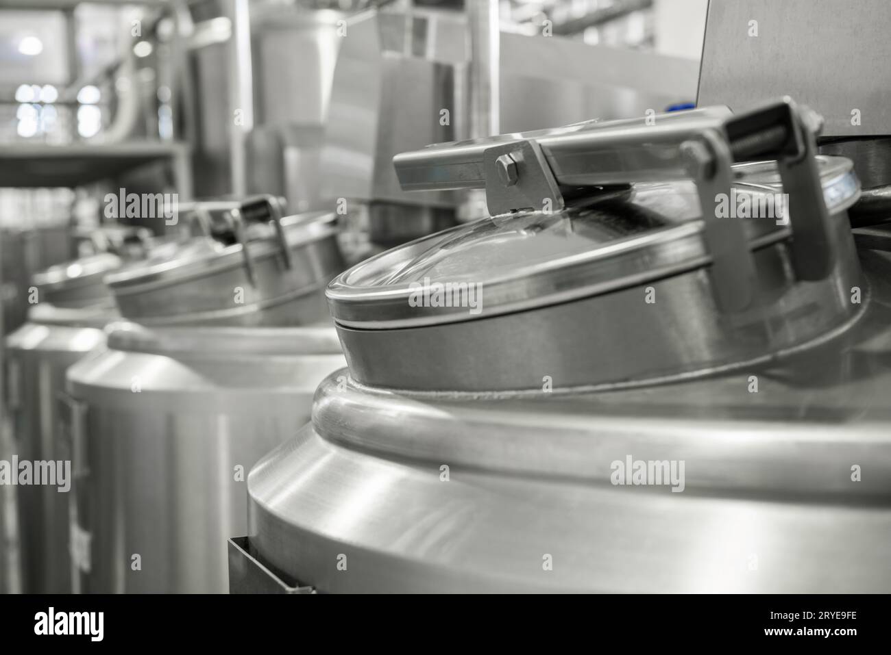 Equipment at the milk factory Stock Photo - Alamy