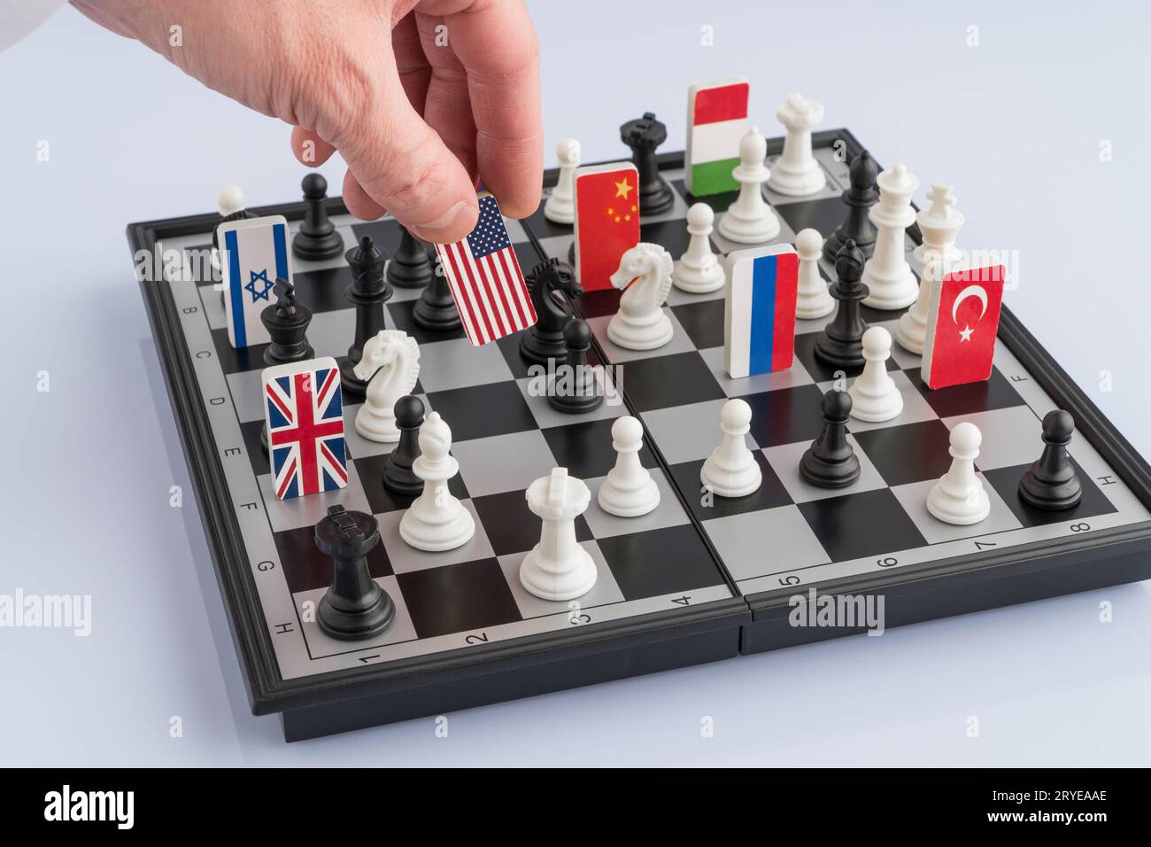 Chessboard with flags of countries Stock Photo - Alamy