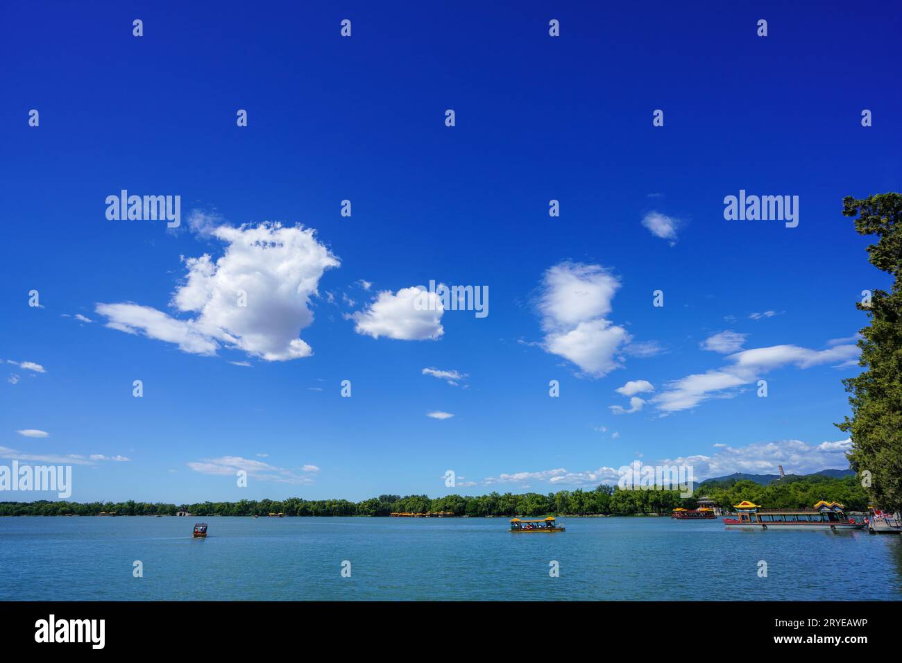 Beijing City, China - July 8, 2023: Scenery of Kunming Lake in Summer ...