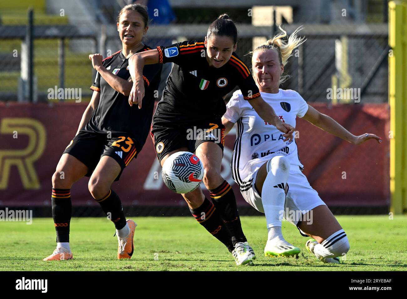 Rome, Italy. 30th Sep, 2023. Evelyne Viens of AS Roma scores the goal ...