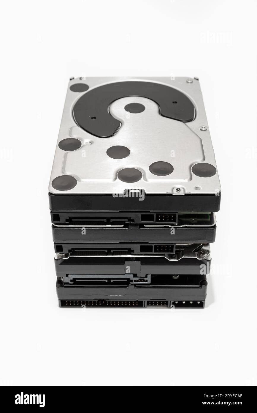 Pile of Hard disk drive HDD isolated on white background Stock Photo ...