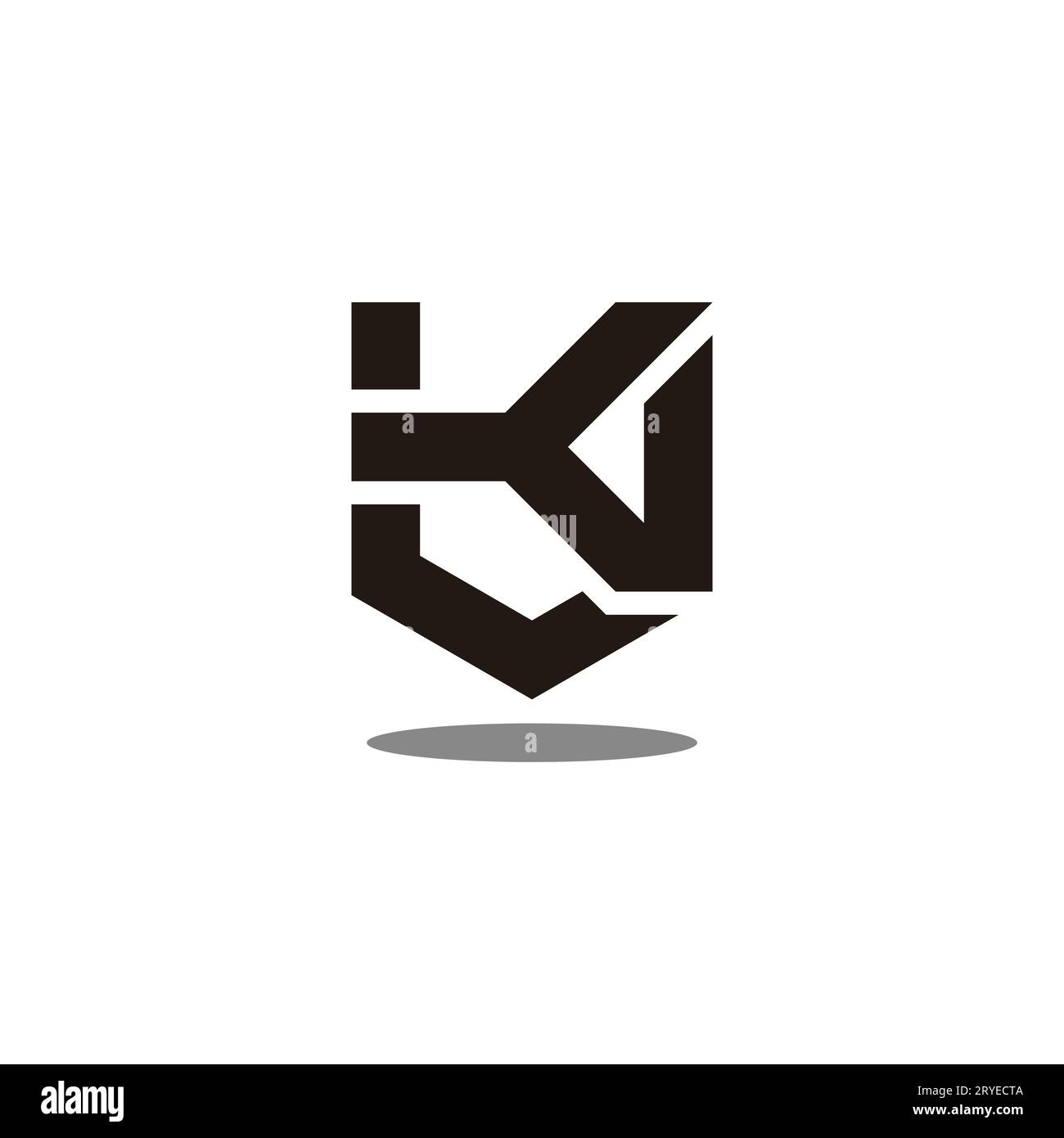 letter kv simple geometric line shadow logo vector Stock Vector Image ...