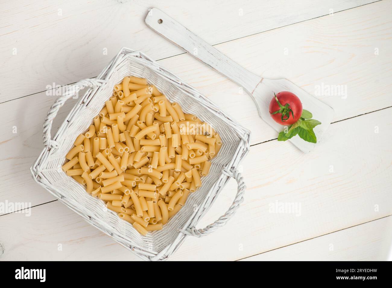 Pasta on white old table Stock Photo - Alamy