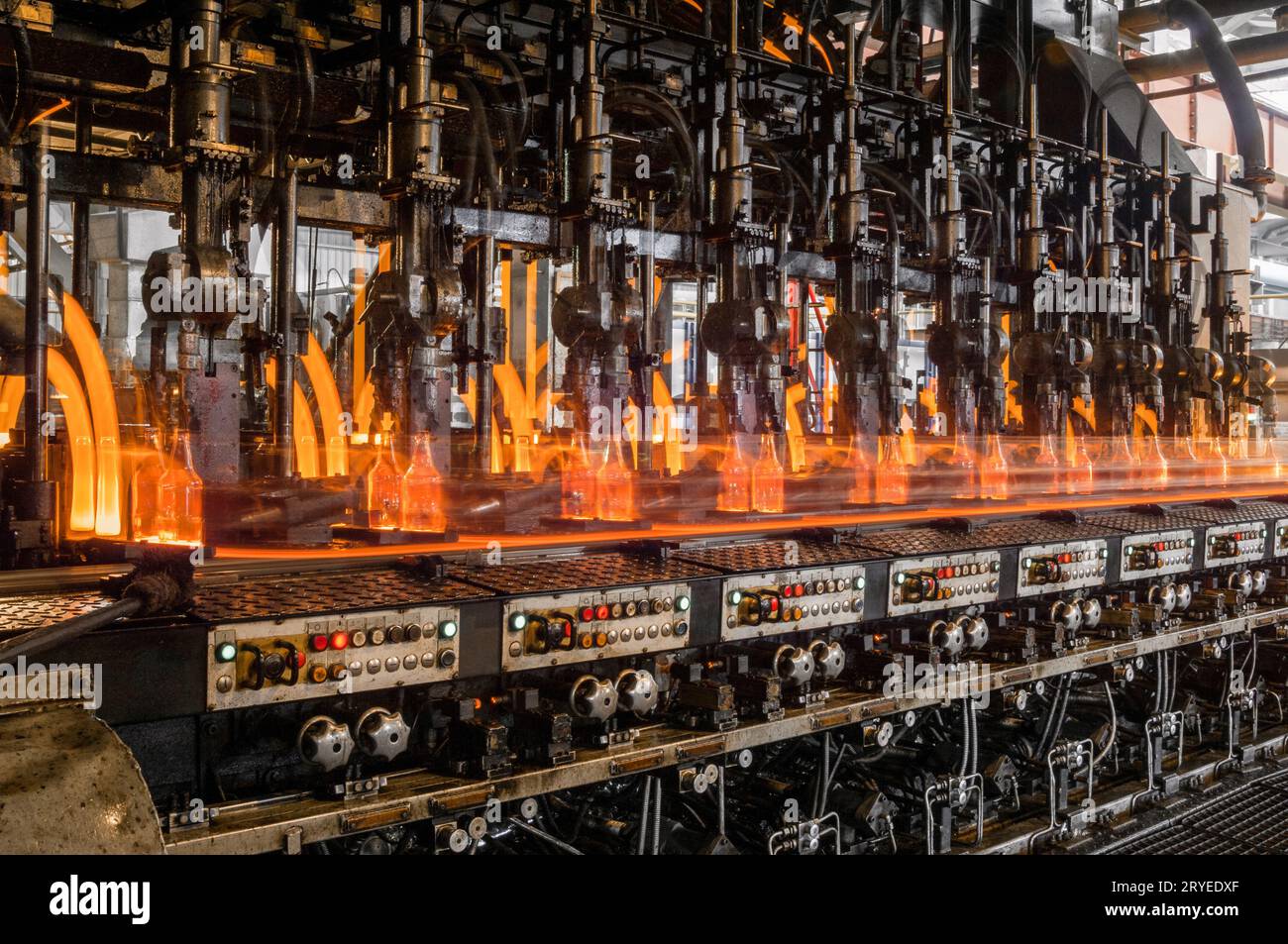 The production of glass bottles factory Stock Photo - Alamy