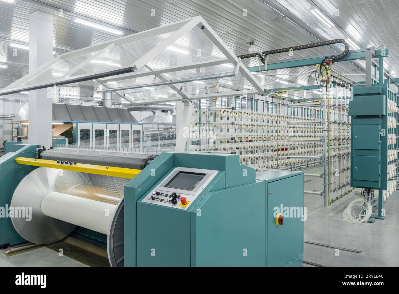 Textile yarn processing shop Stock Photo - Alamy