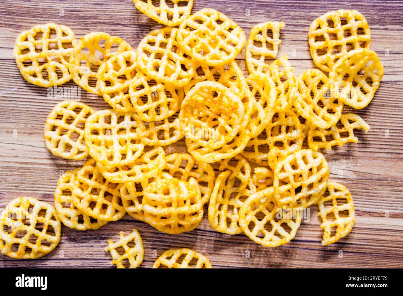 fried crisps healthy food choices flat lay Stock Photo - Alamy