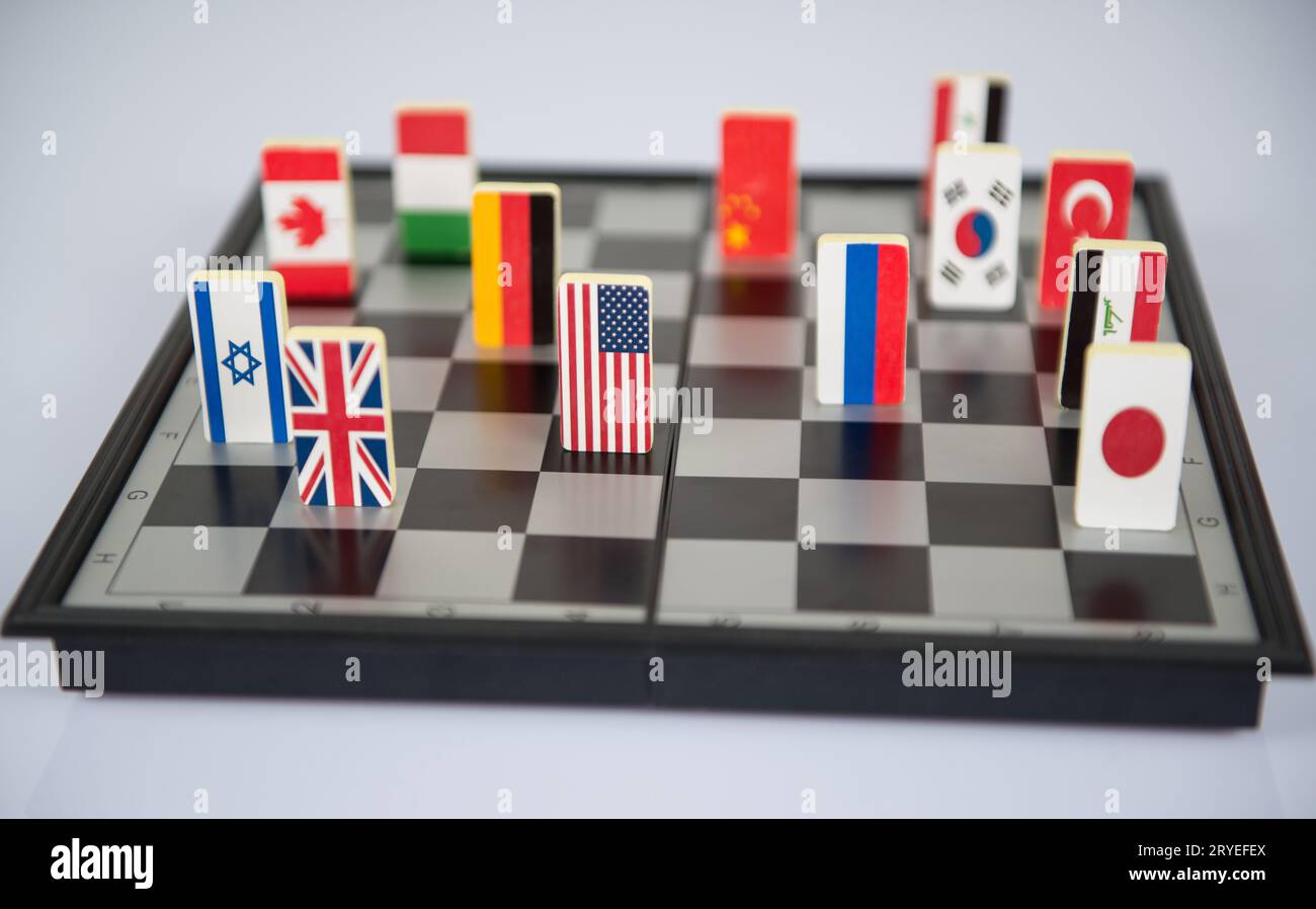 Chessboard with flags of countries Stock Photo - Alamy