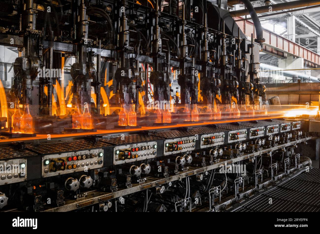 The production of glass bottles factory Stock Photo - Alamy
