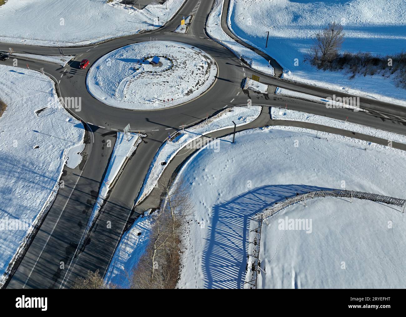 Aerial view roundabout in winter hi-res stock photography and images ...