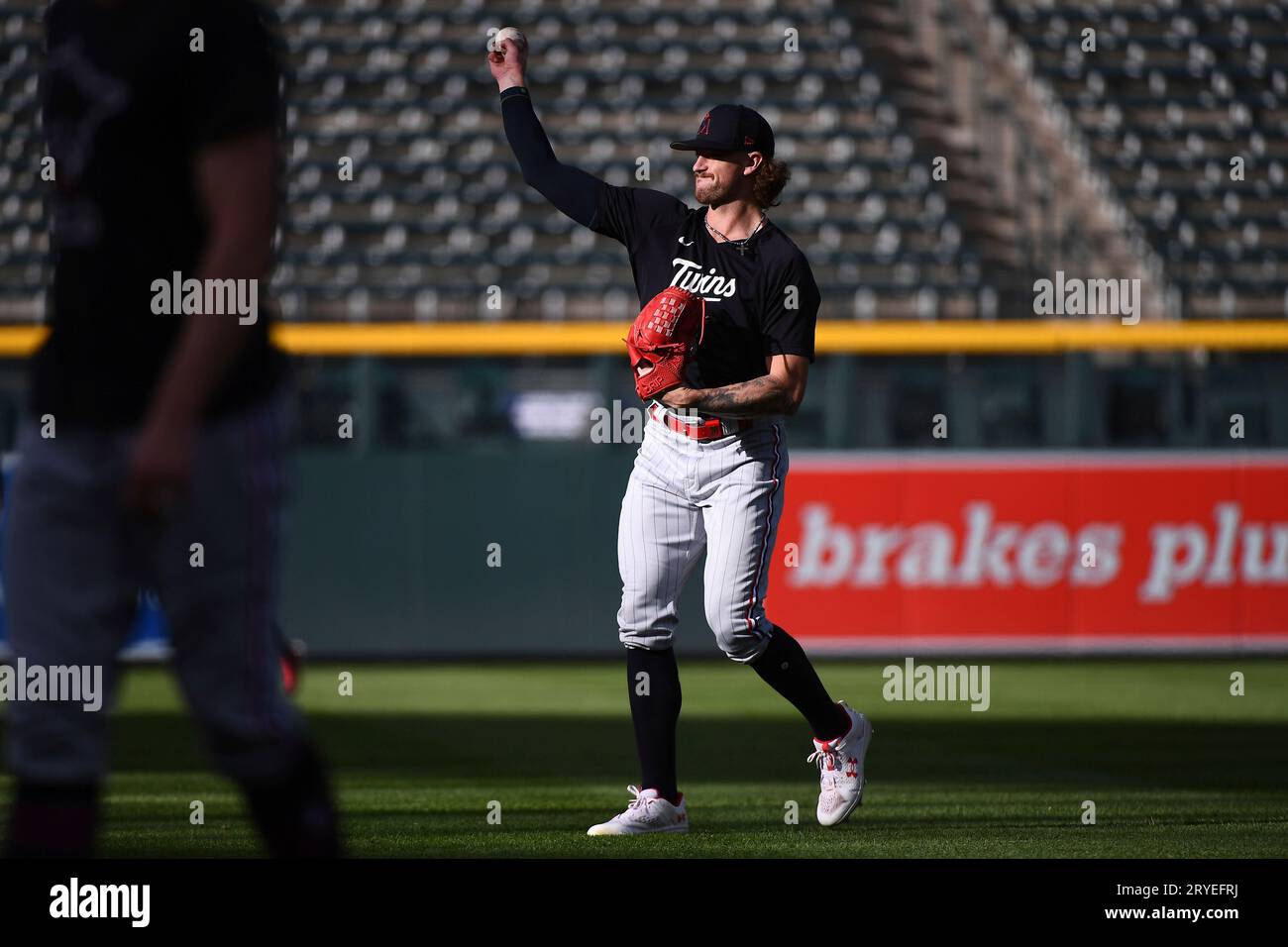 Minnesota Twins starting pitcher Chris Paddack throws prior to a ...