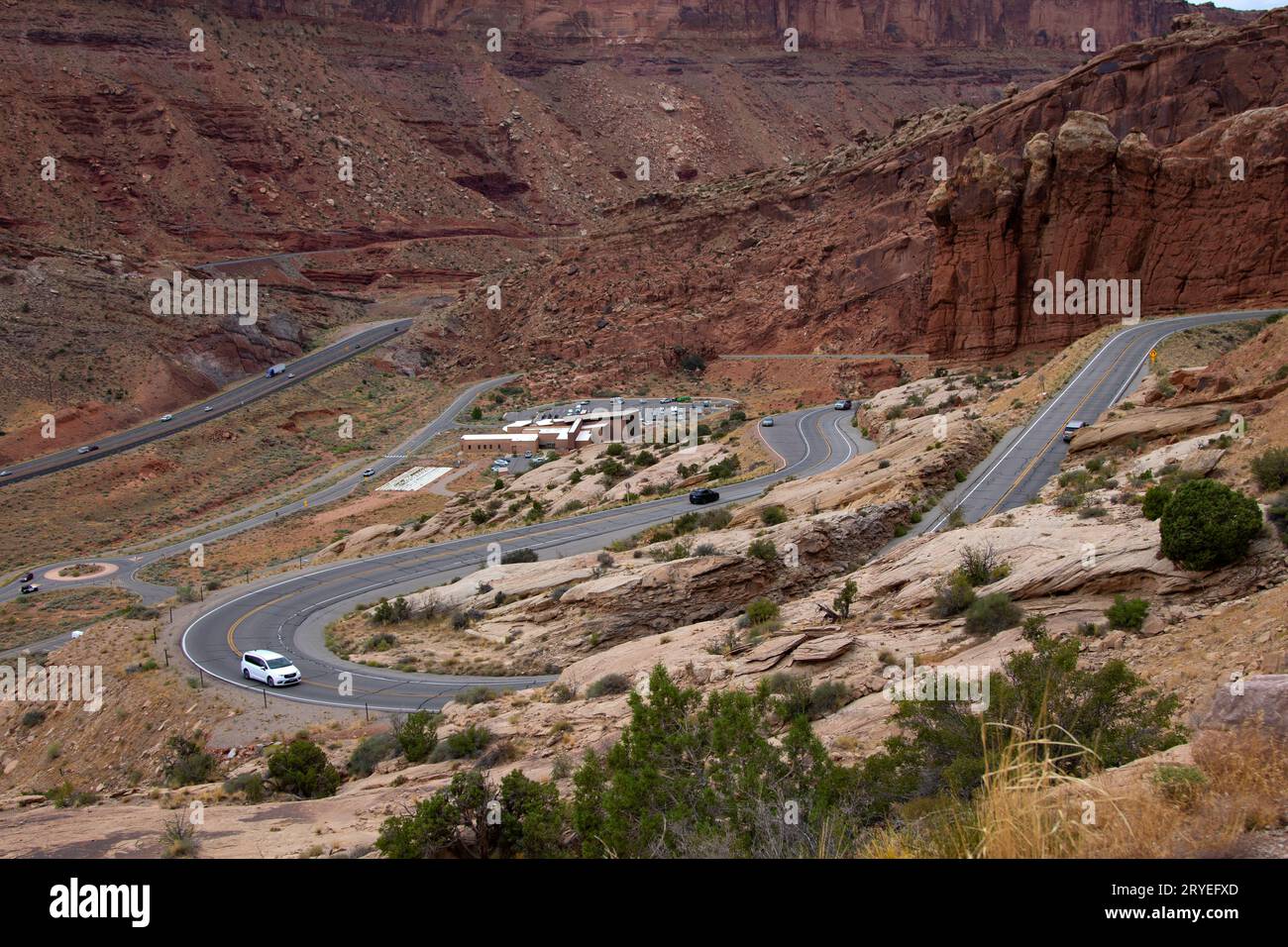 Entrance road to Arches National Park, Moab, Utah Stock Photo - Alamy