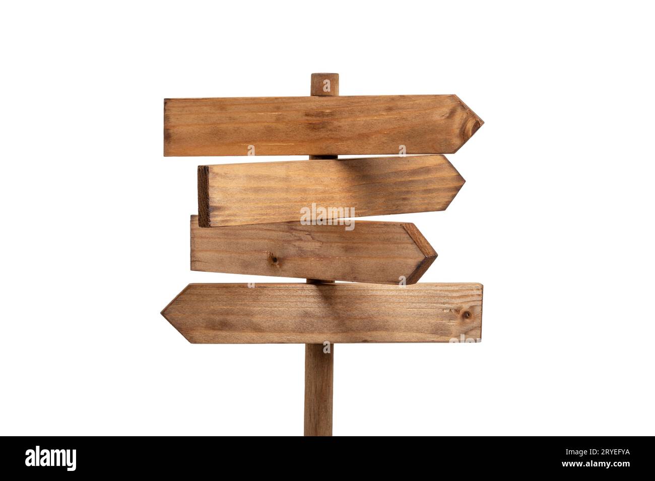 Wooden sign post isolated on white background Stock Photo - Alamy