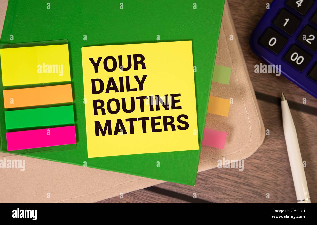 Your daily routine matters, text words typography written on note book ...