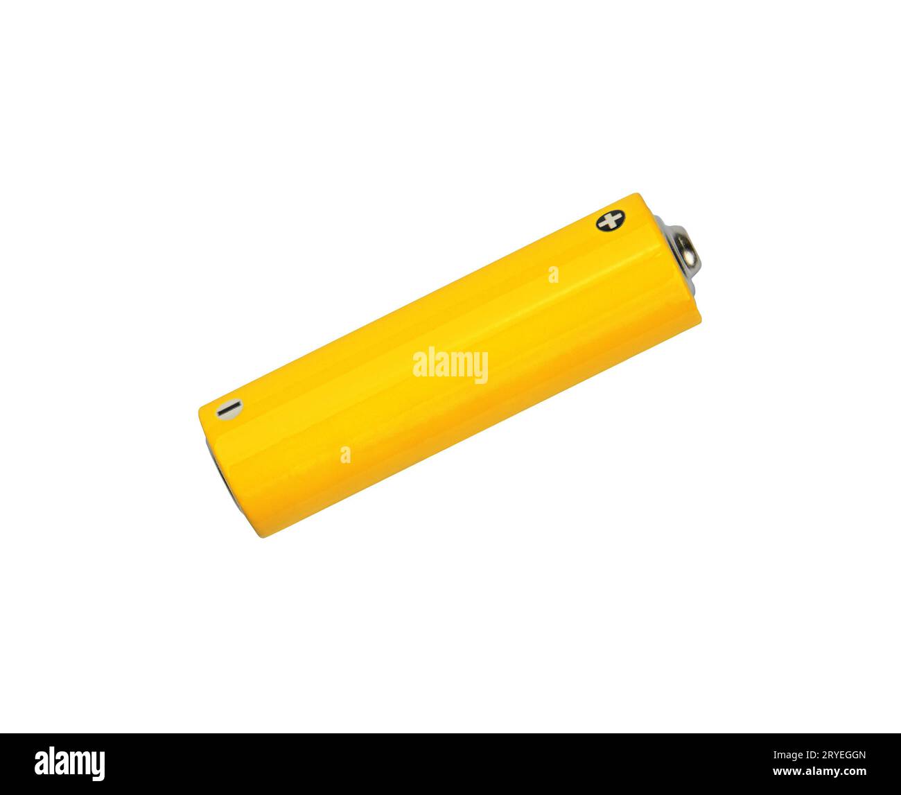 Close up one yellow alkaline AA battery on white Stock Photo - Alamy