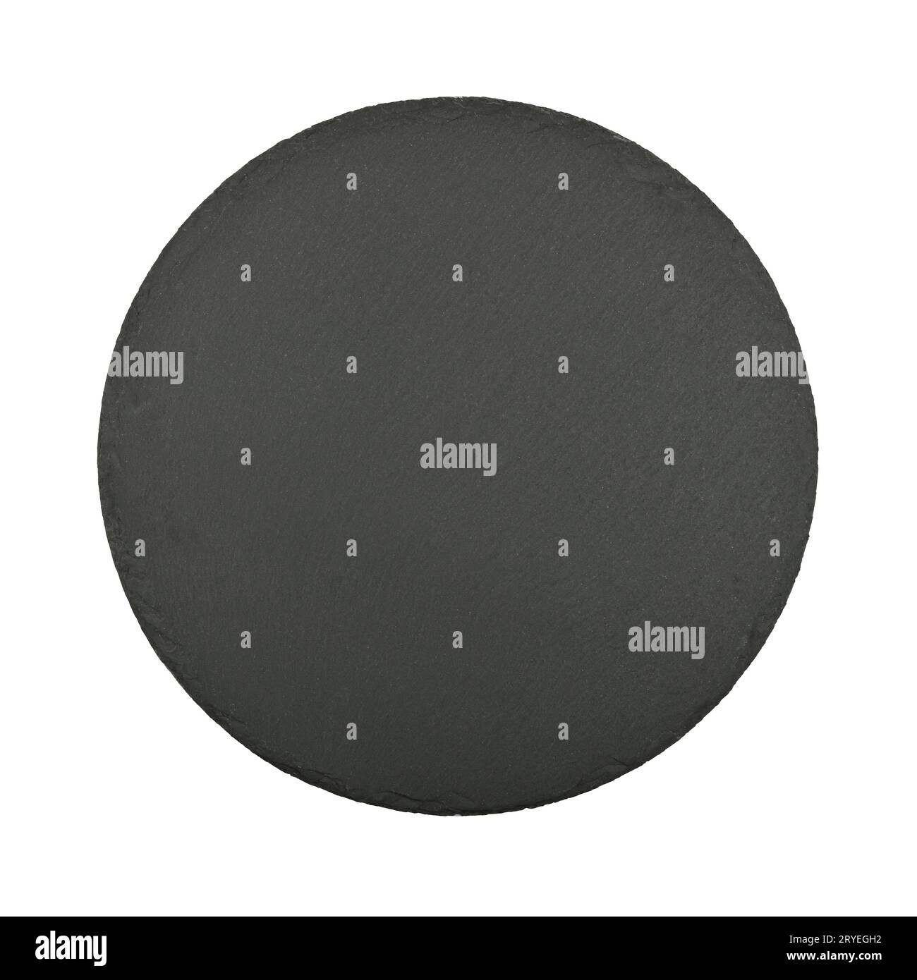 Round black slate board isolated on white Stock Photo - Alamy