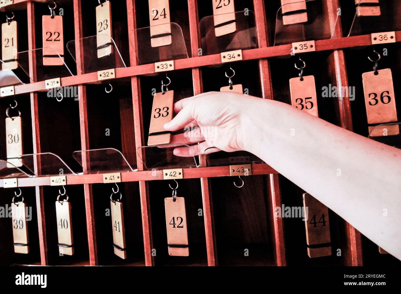 Hotel room keys with numbers Stock Photo - Alamy