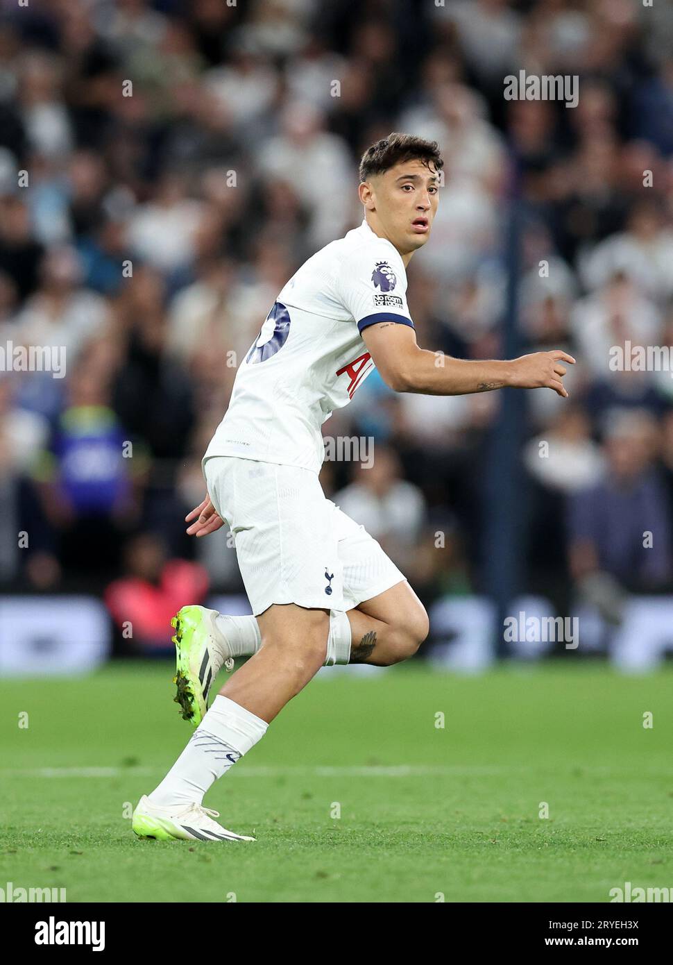 London, UK. 30th Sep, 2023. Alejo Veliz of Tottenham during the Premier ...