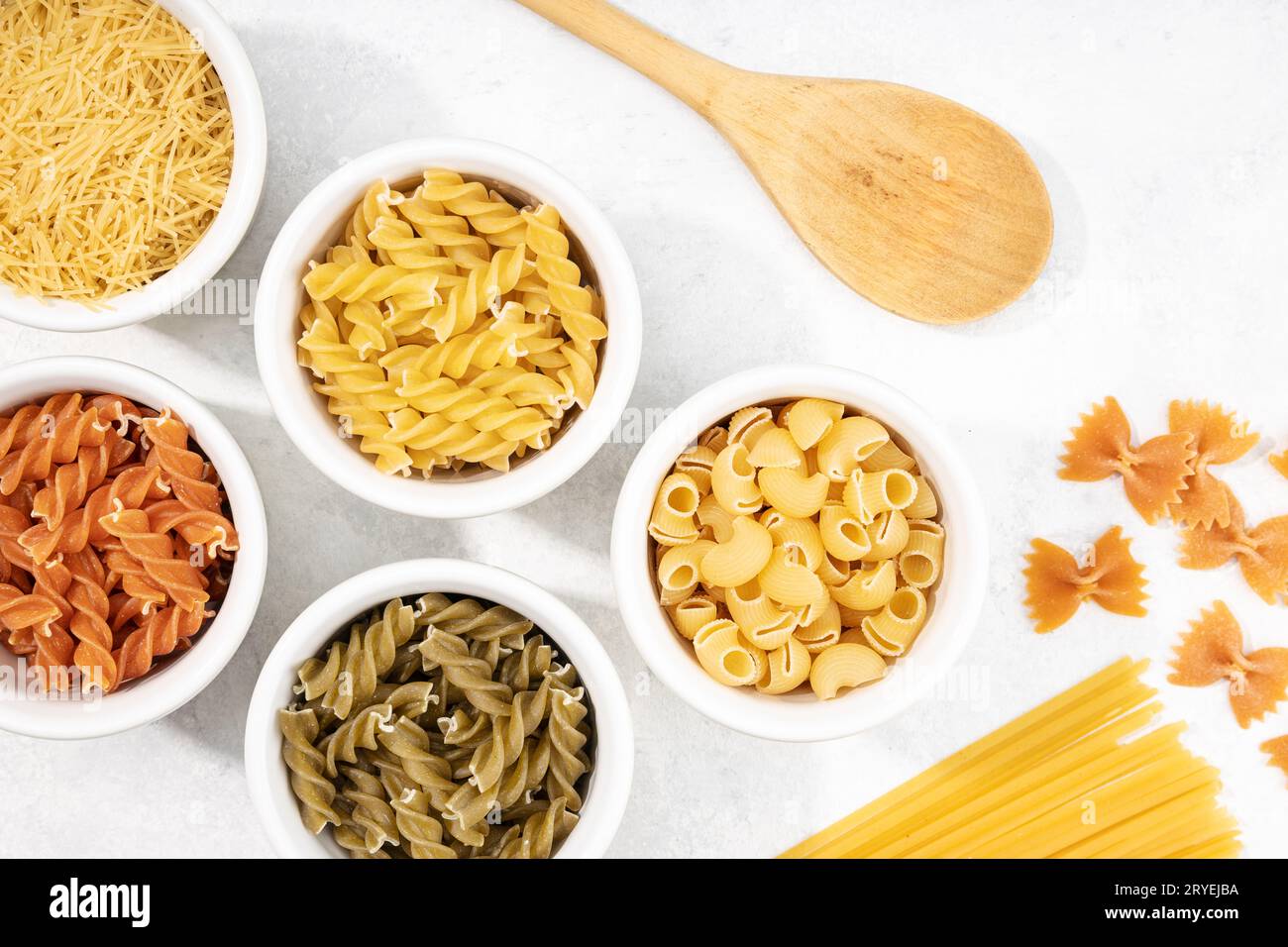 Top view delicious variety pasta hi-res stock photography and images ...