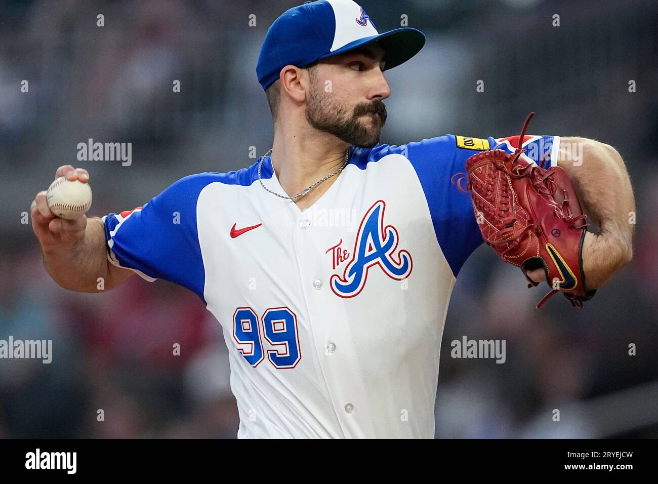 Atlanta Braves starting pitcher Spencer Strider delivers to Washington ...