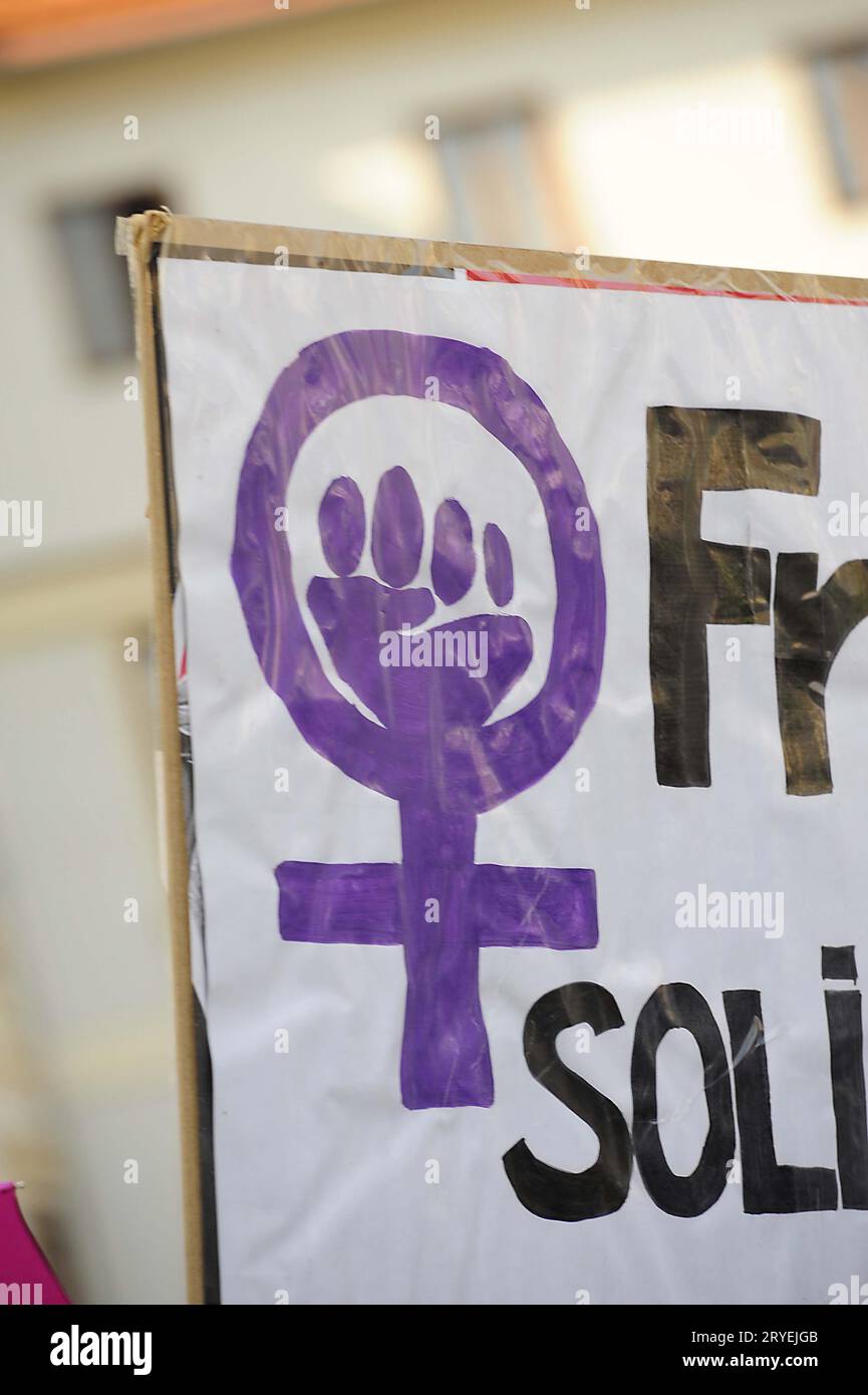 Raised fist within Venus symbol Stock Photo - Alamy