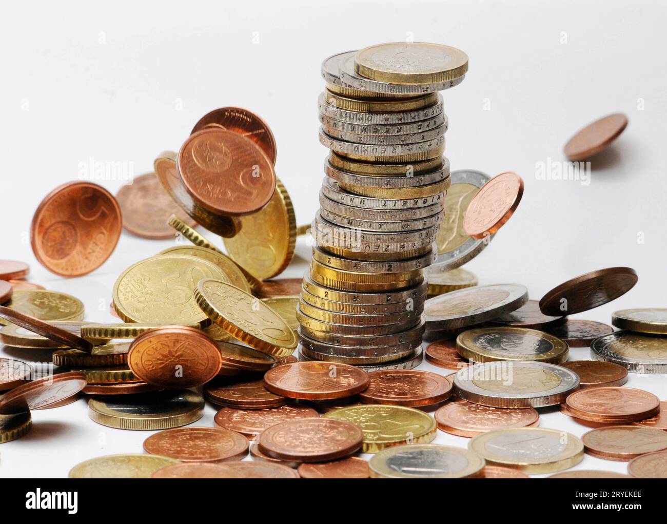 Money pile, coin pile, euro, cash Stock Photo - Alamy
