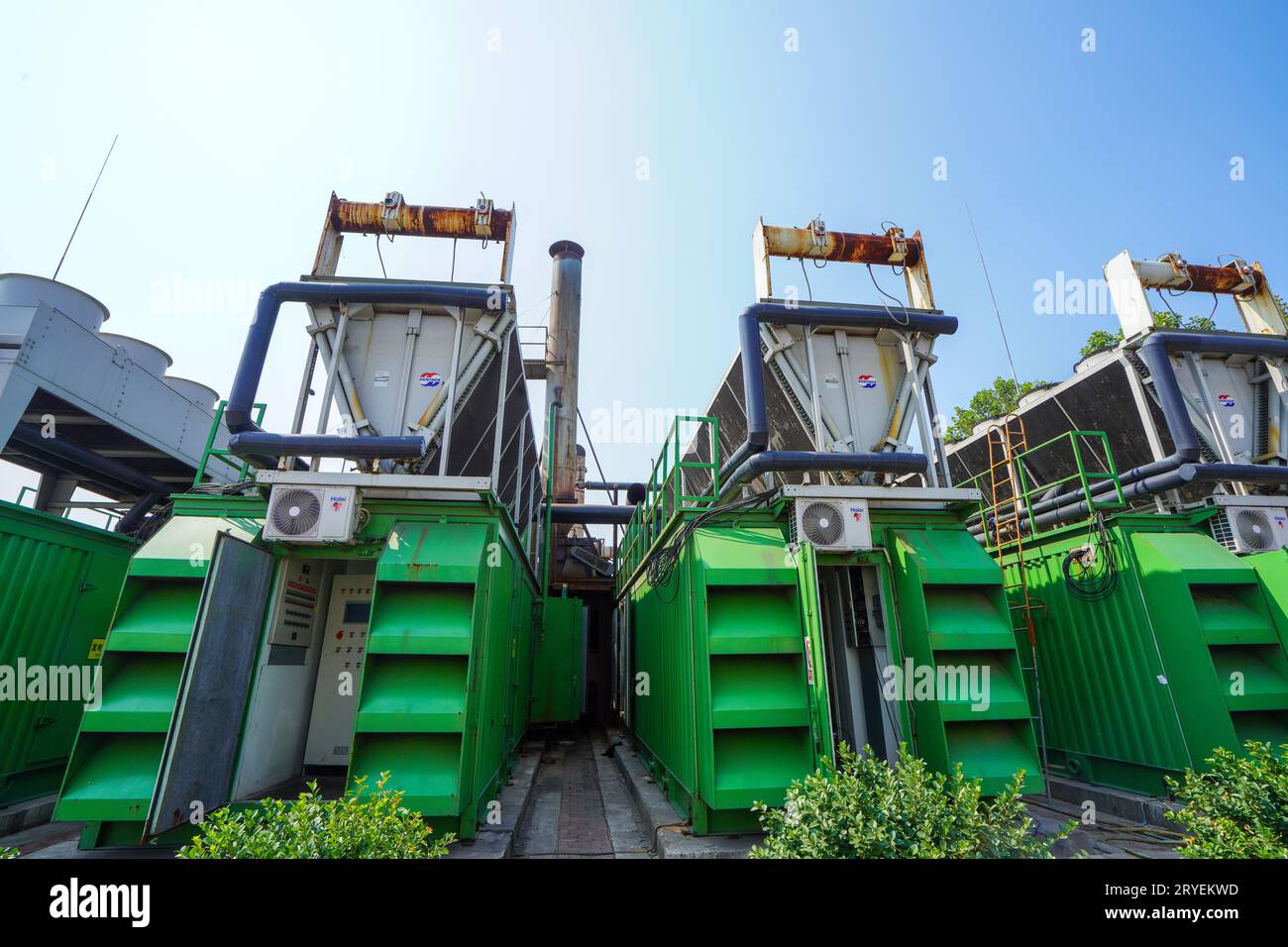 The biogas generator unit is located in a biogas power station Stock ...