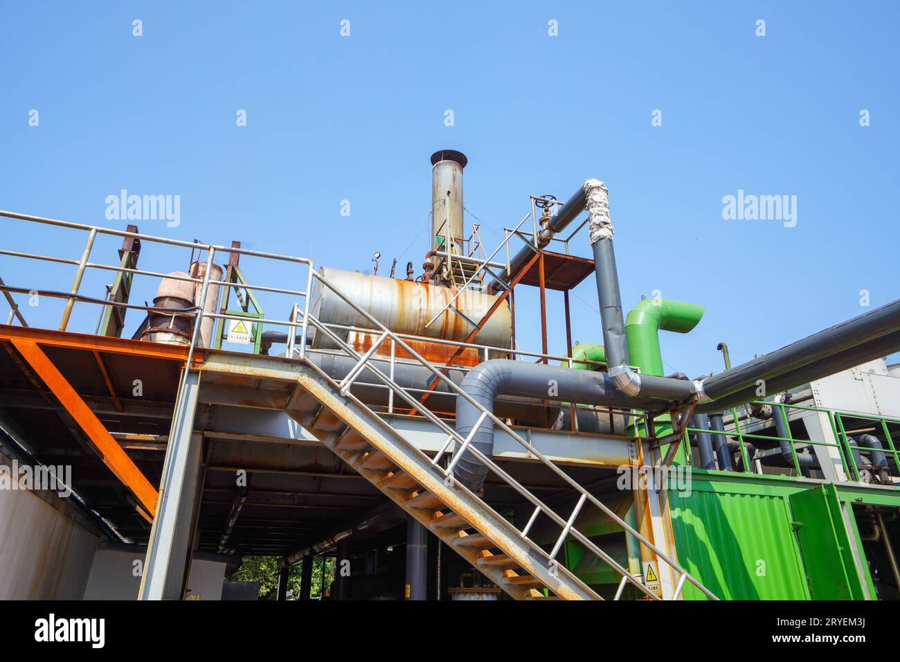 The biogas generator unit is located in a biogas power station Stock ...