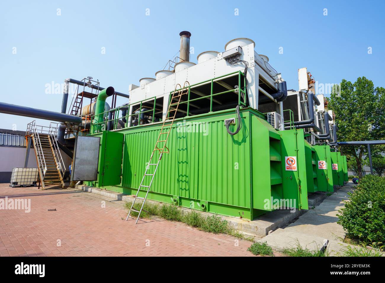 The biogas generator unit is located in a biogas power station Stock ...