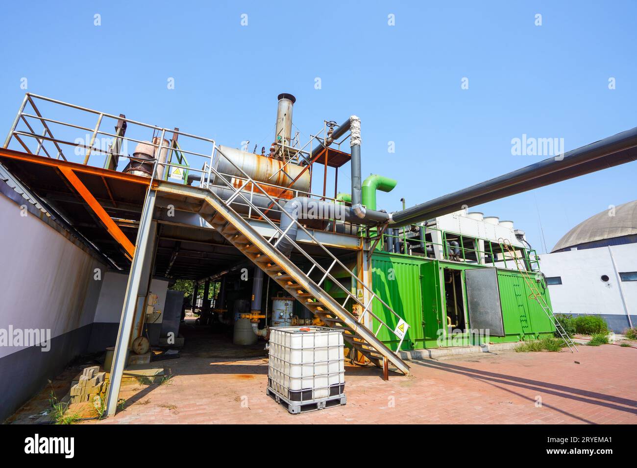 The biogas generator unit is located in a biogas power station Stock ...