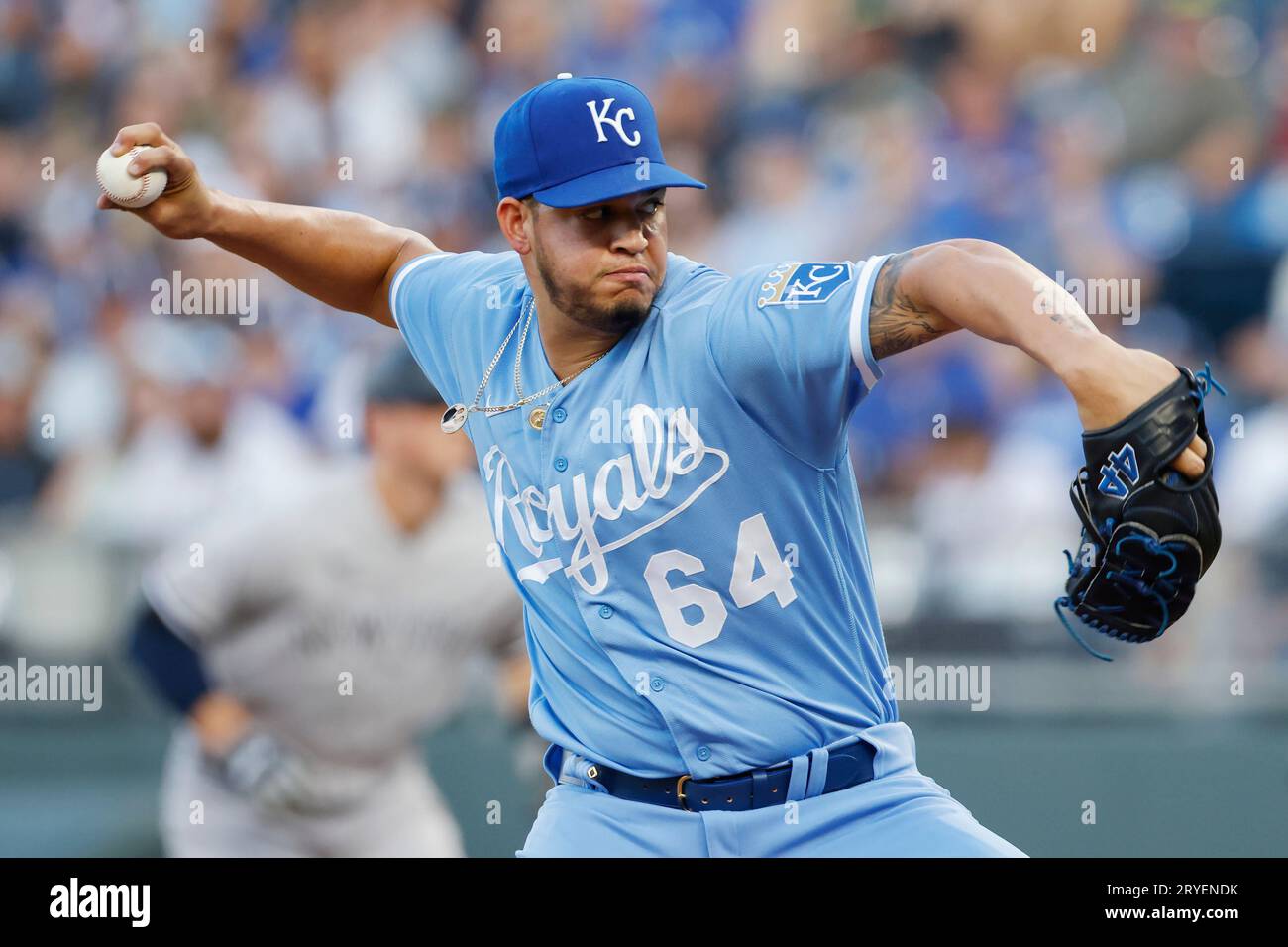 Kansas City Royals pitcher Steven Cruz delivers to a New York Yankees ...