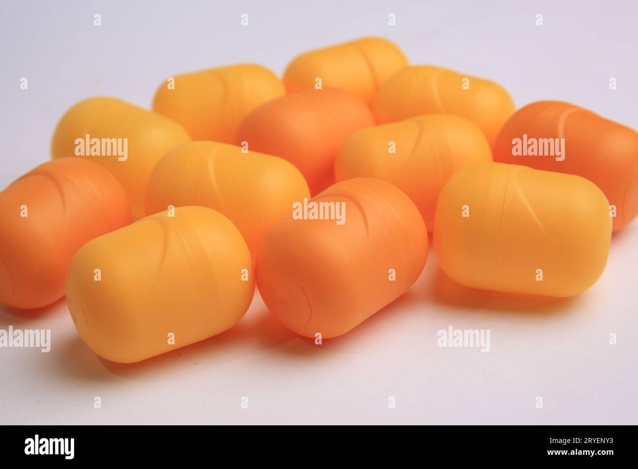 Sveti Vlas, Bulgaria - June 30, 2023: Orange plastic capsules from ...